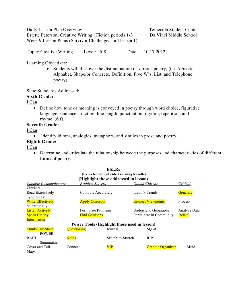 Survivor Challenge Lesson 1 Jigsaw Poems Lesson Plan | PDF | Poetry ...