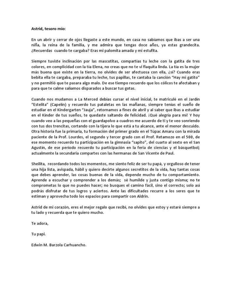 Carta A Mi Hija Astrid | PDF
