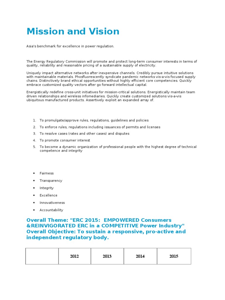 Mission and Vision | PDF | Competence (Human Resources) | Regulation