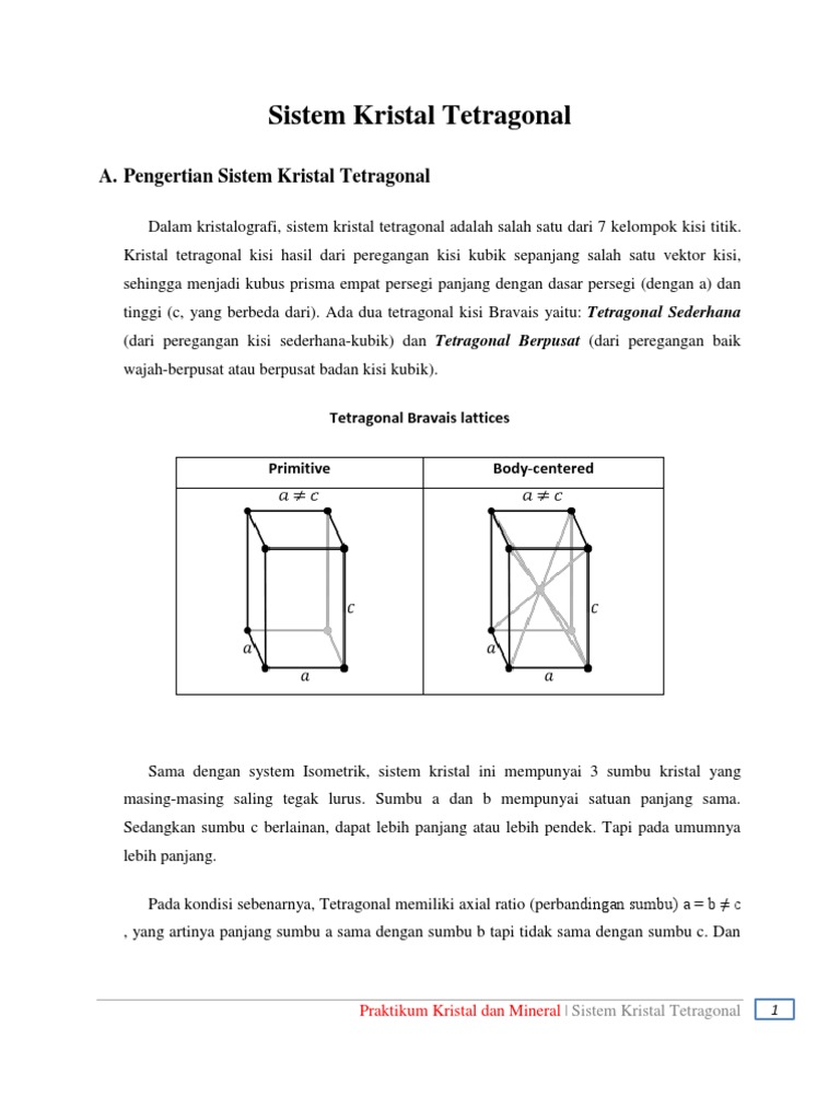 Sistem Kristal Tetragonal | PDF