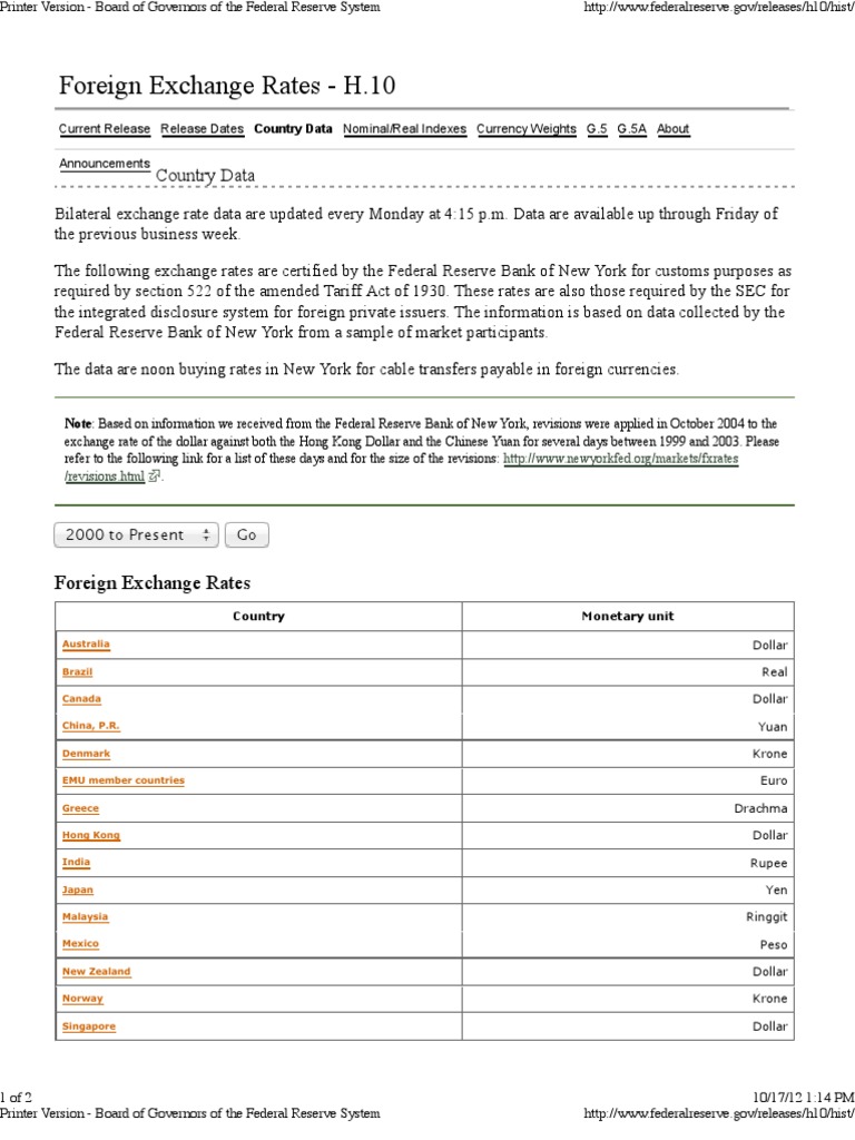 History of Foreign Exchange Rates | PDF | Dollar | Exchange Rate