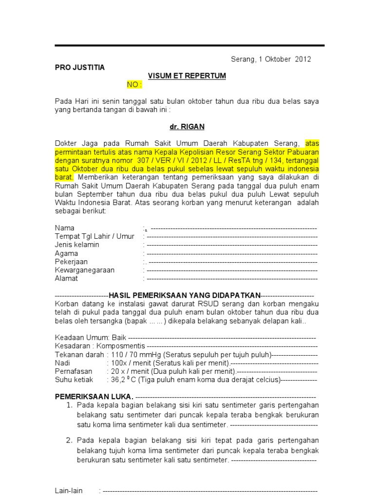 Contoh Visum Hidup | PDF