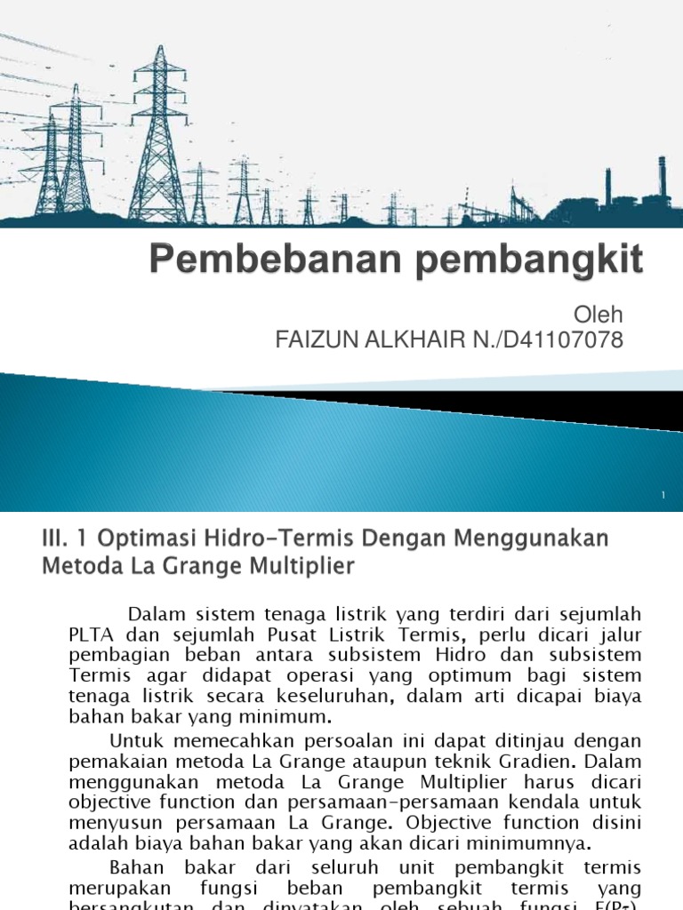 Pembebanan Pembangkit | PDF