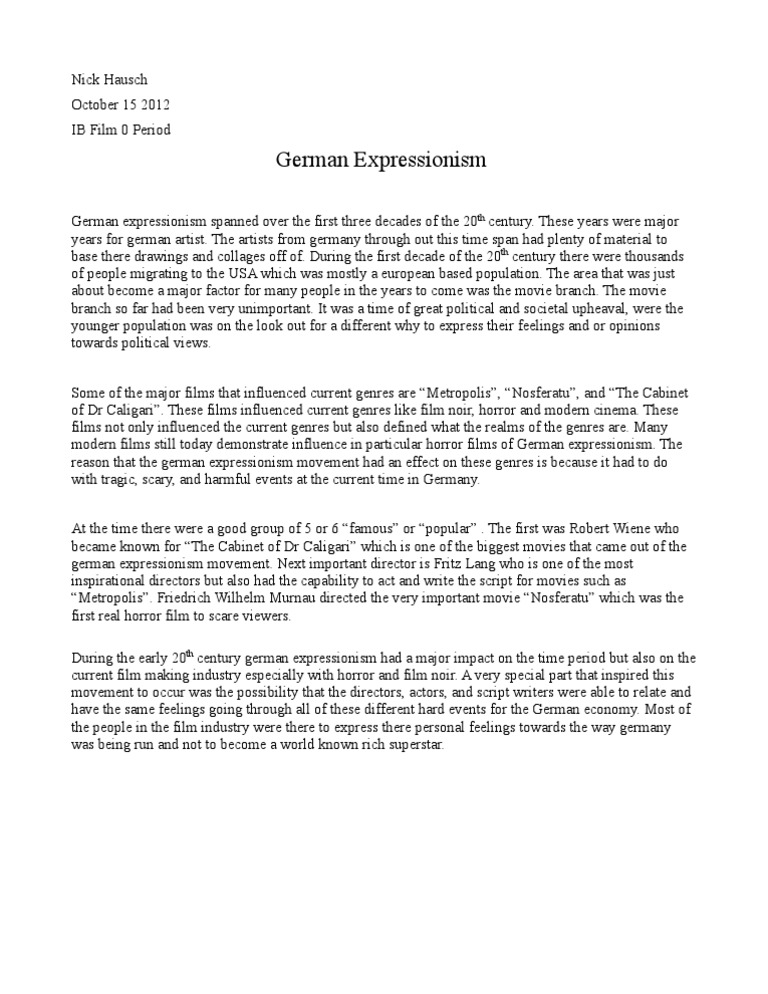 Essay German Expressionism | PDF | Germany | World Politics