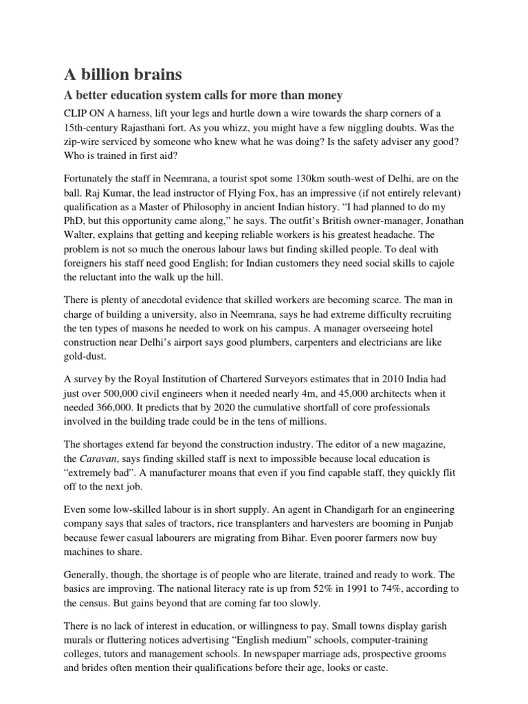 A Billion Brains | PDF | Higher Education | Private School