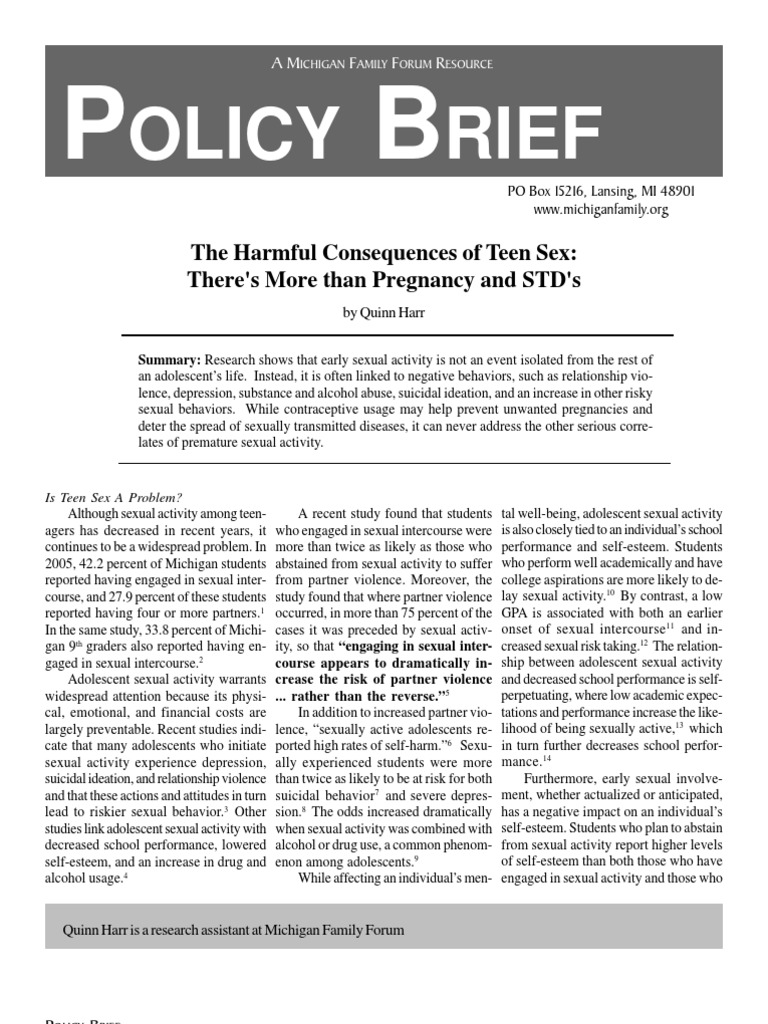 The Harmful Consequences of Teen Sex | PDF | Human Sexual Activity ...
