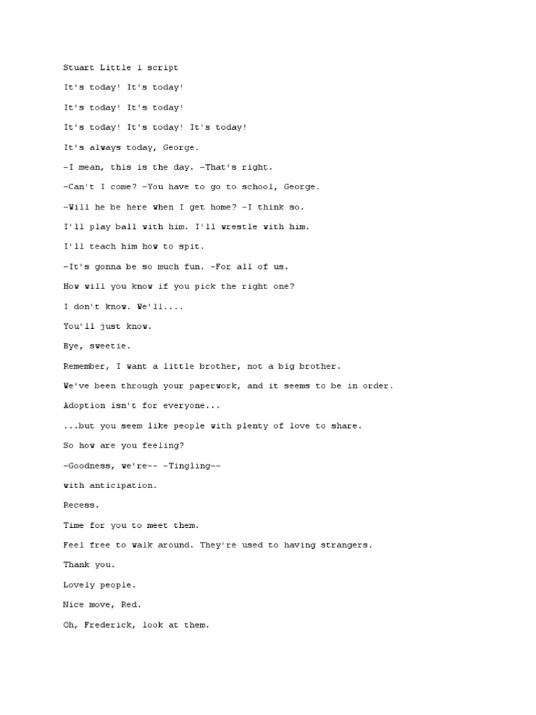 Stuart Little 1 Script | Leisure | Sports