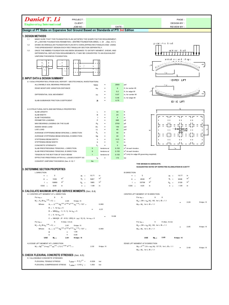 Design PT Slabs on Expansive Soil | PDF