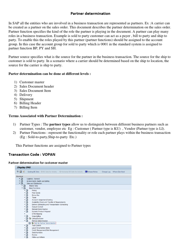 Partner Determination Procedure SAP SD | Download Free PDF | Computer ...
