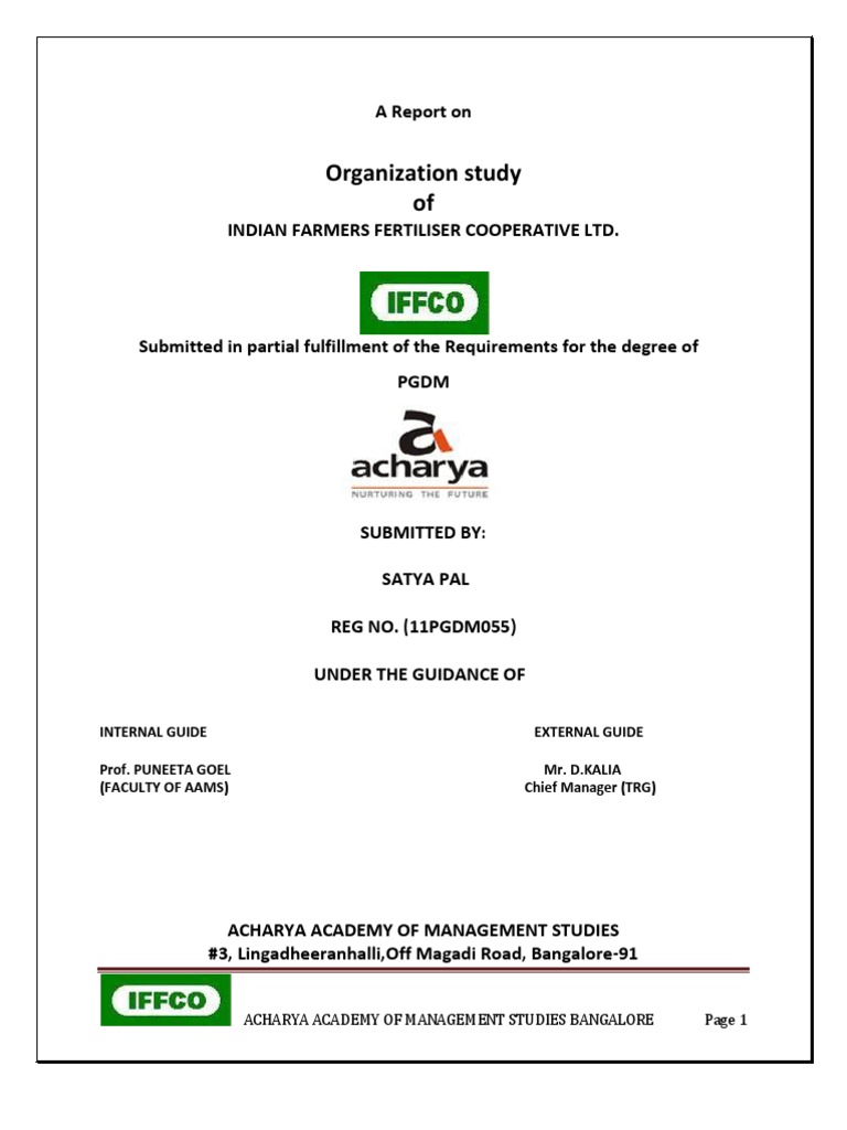 Organisational Study 2012 at Iffco Aonla Bareilly Up | PDF | Legume | Fertilizer
