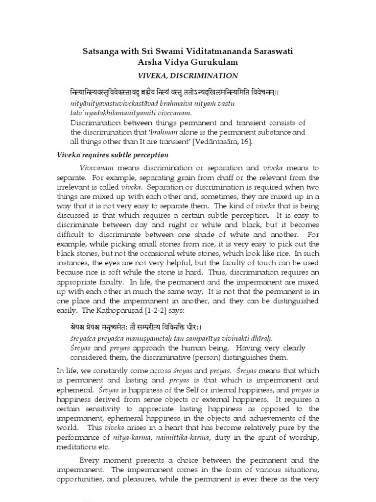 Sadhana Chatushtaya - Detailed Description | PDF | Brahman | Seven ...