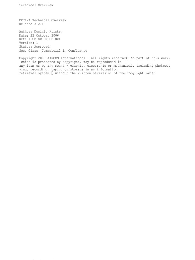 OPTIMA 5 2 1 Technical Overview | PDF OPTIMA 5 2 1 Technical Overview | PDF