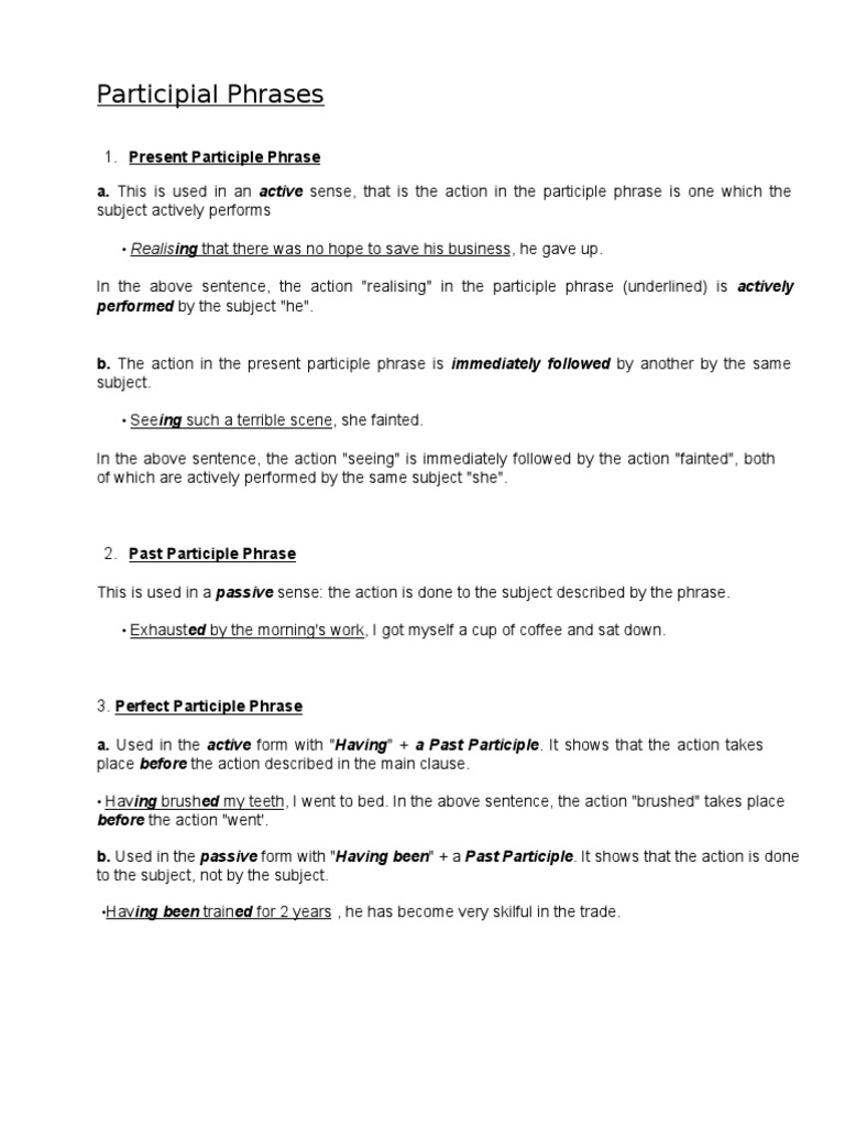 Understanding Participial Phrases | PDF | Language Arts & Discipline ...