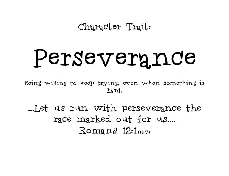 Character Trait Perseverance | PDF