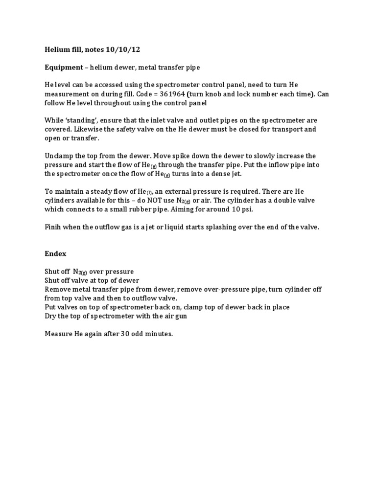 Helium Fill Instructions | PDF