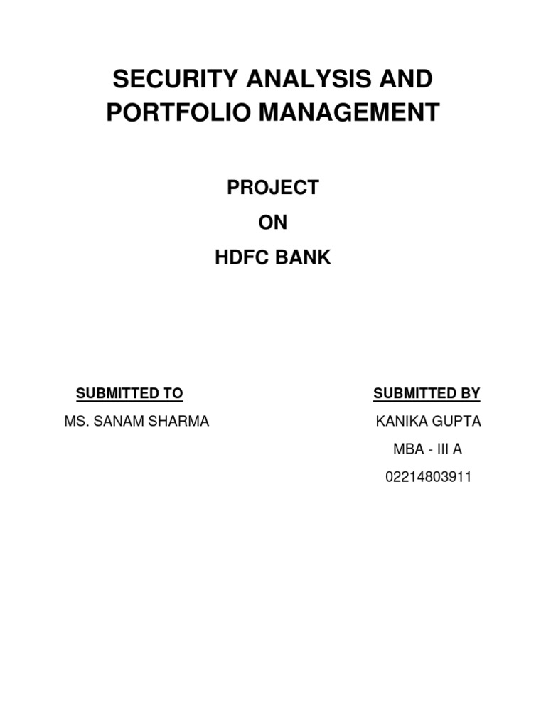 Security Analysis of HDFC | PDF | Banks | Stocks