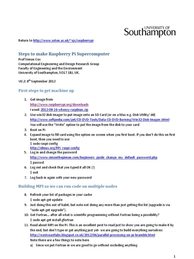 Pi Supercomputer Southampton Web | PDF