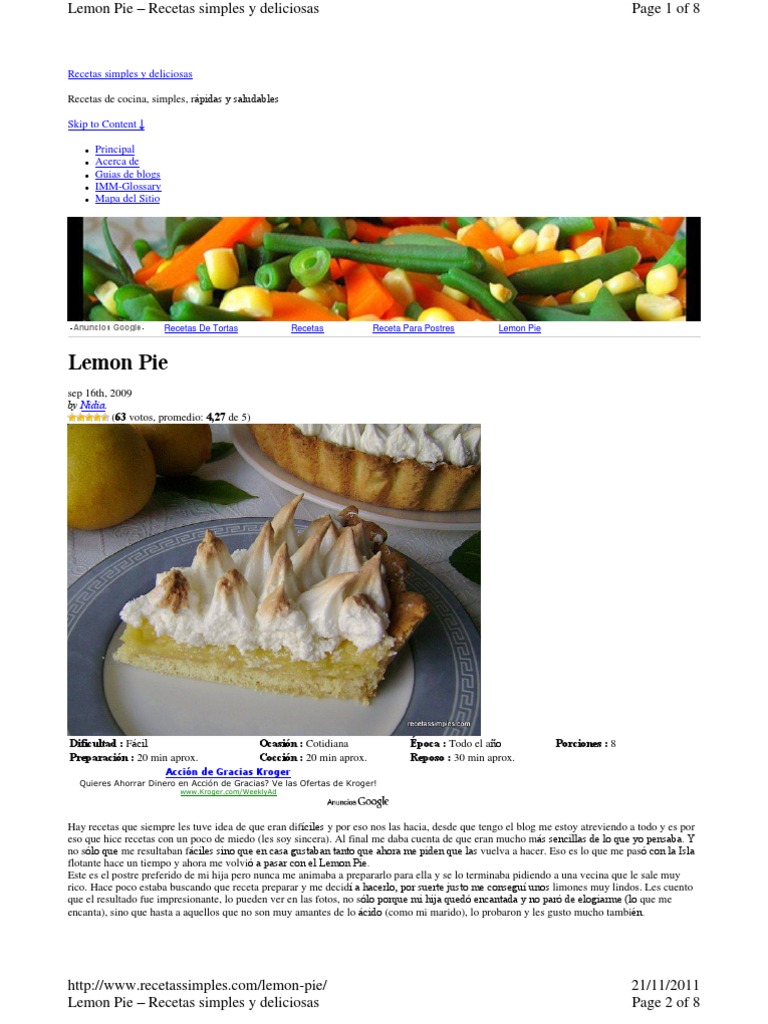 Mejor Lemon Pie | PDF | Postres | Merengue