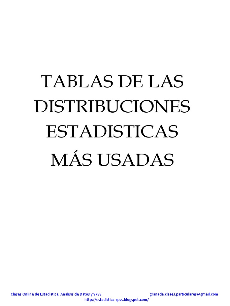 Tablas de Las Distribuciones Estadisticas Mas Usadas | PDF | Análisis de los datos | Gestión de ...
