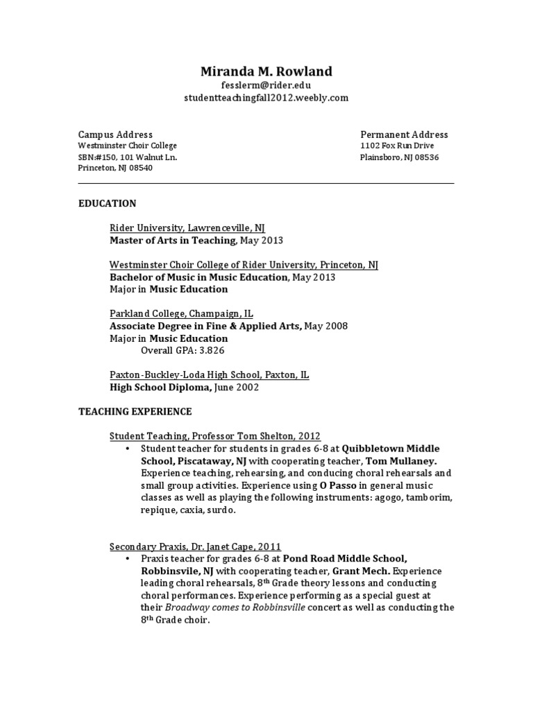 Current Resume | PDF | Choir | Performing Arts
