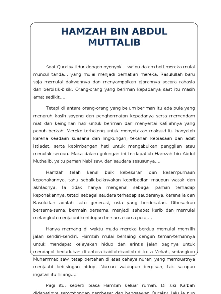 Hamzah Bin Abdul Muttalib | PDF | Agama & Spiritualitas | Klasik