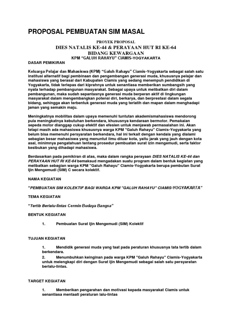 Proposal Pembuatan Sim Ubhara | PDF