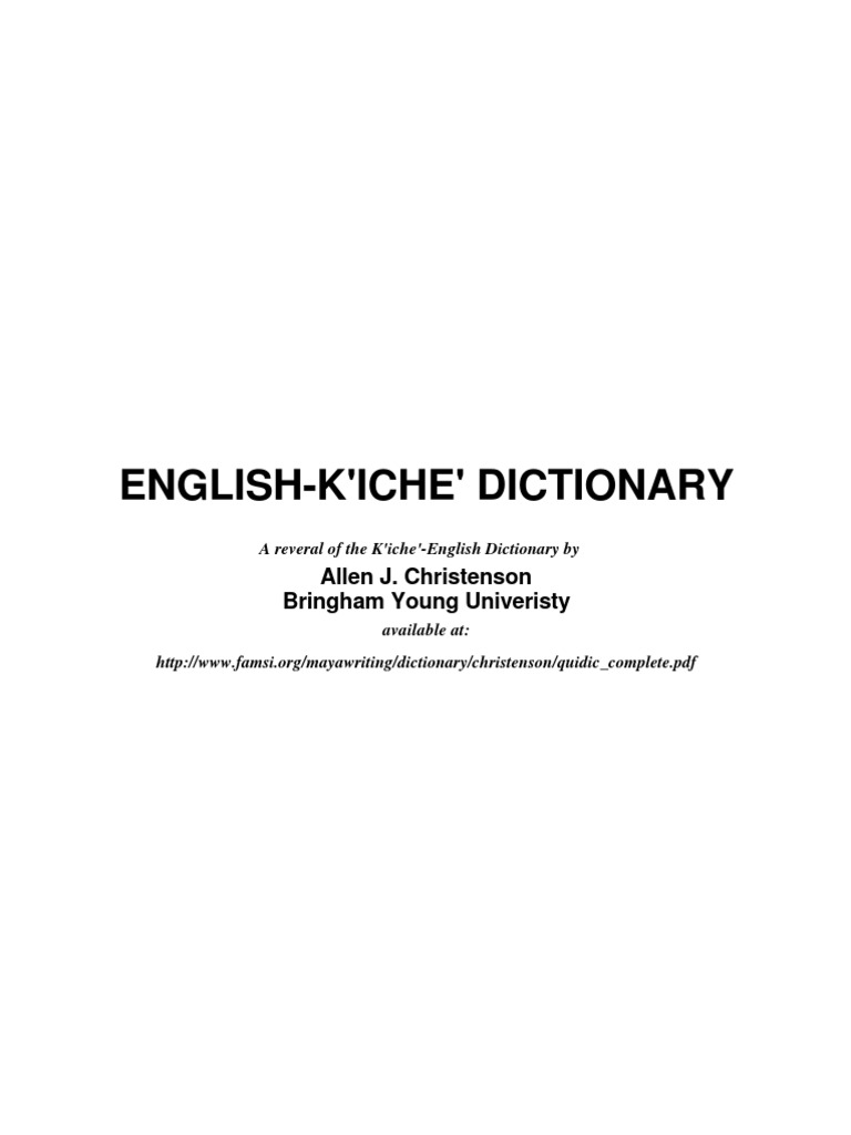 Diccionario Kiche Ingles | PDF | Dictionary | English Language