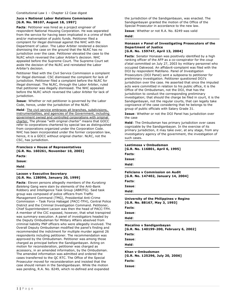 Constitutional Law 1 (Chapter 13 - 17 Case Digests) | Download Free PDF ...
