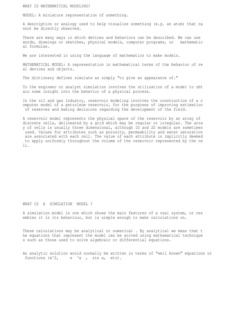 Reservoir Simulation | PDF | Computer Simulation | Equations