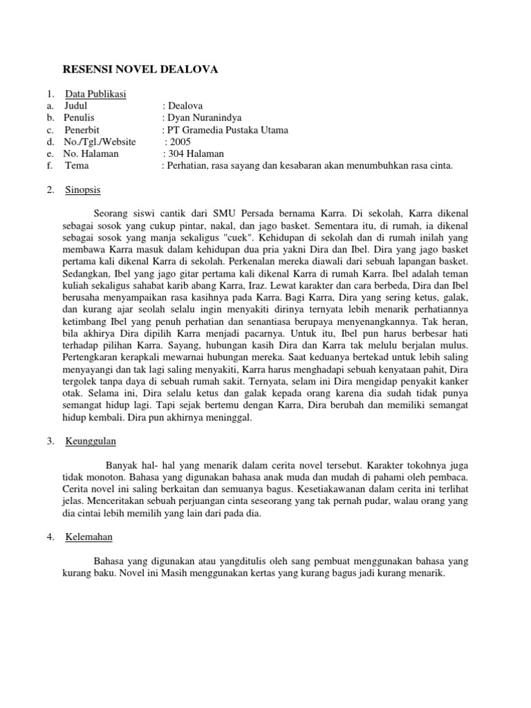 Resensi Novel Dealova | PDF | Fiksi Umum