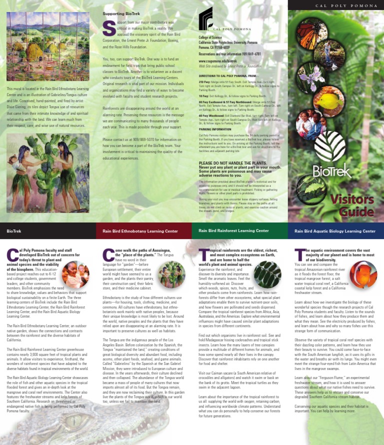 Biotrek Map for Cal Poly Pomona | Rainforest | Biodiversity