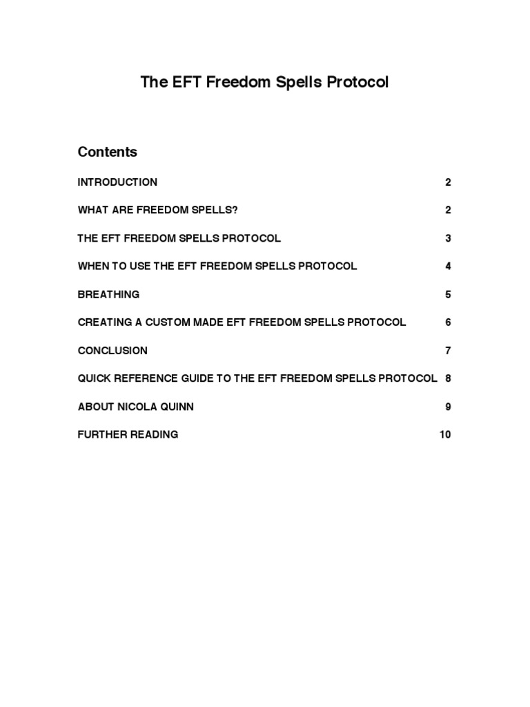 Eft Freedom Spells Protocol | PDF | Emotional Freedom Techniques ...