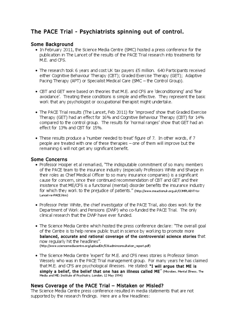 The PACE Trial Psychiatrists Spinning Out of Control 4 | PDF | Chronic ...