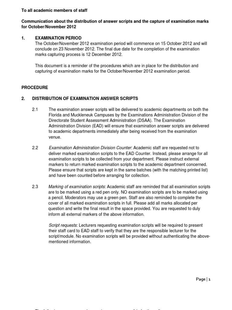 Distribution Examination Scripts 17october2012 | PDF | Test (Assessment ...