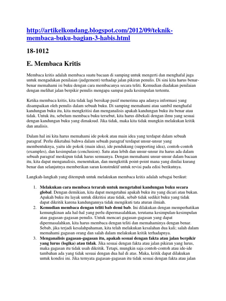Membaca Kritis | PDF