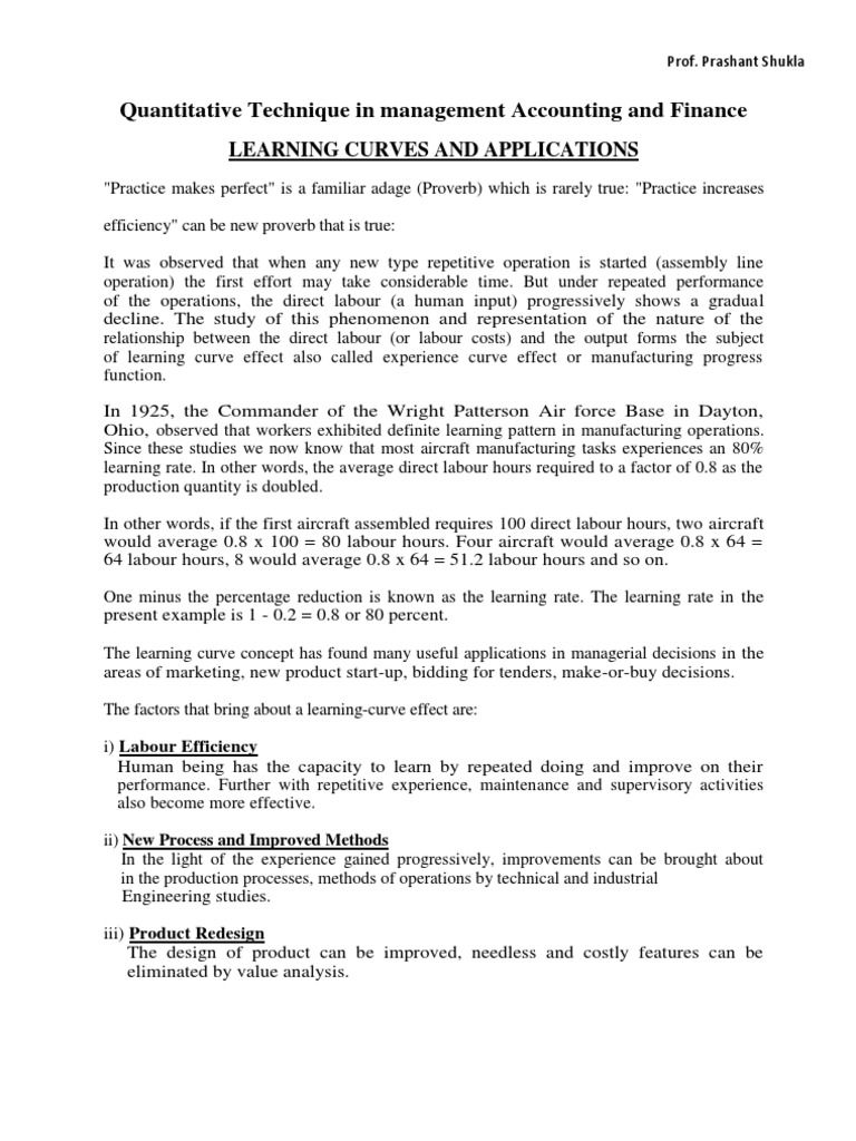 Learning Curves and Applications | PDF | Labour Economics | Logarithm