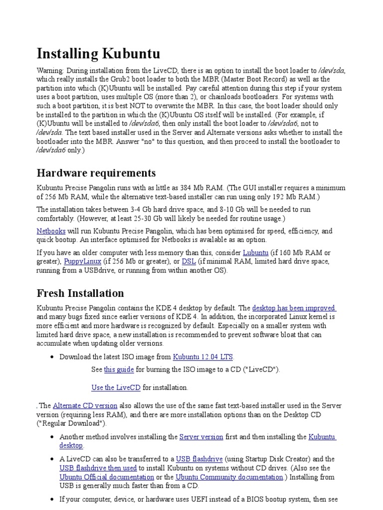 Kubuntu 12.04 Guide 1 | PDF | Booting | Ubuntu (Operating System)