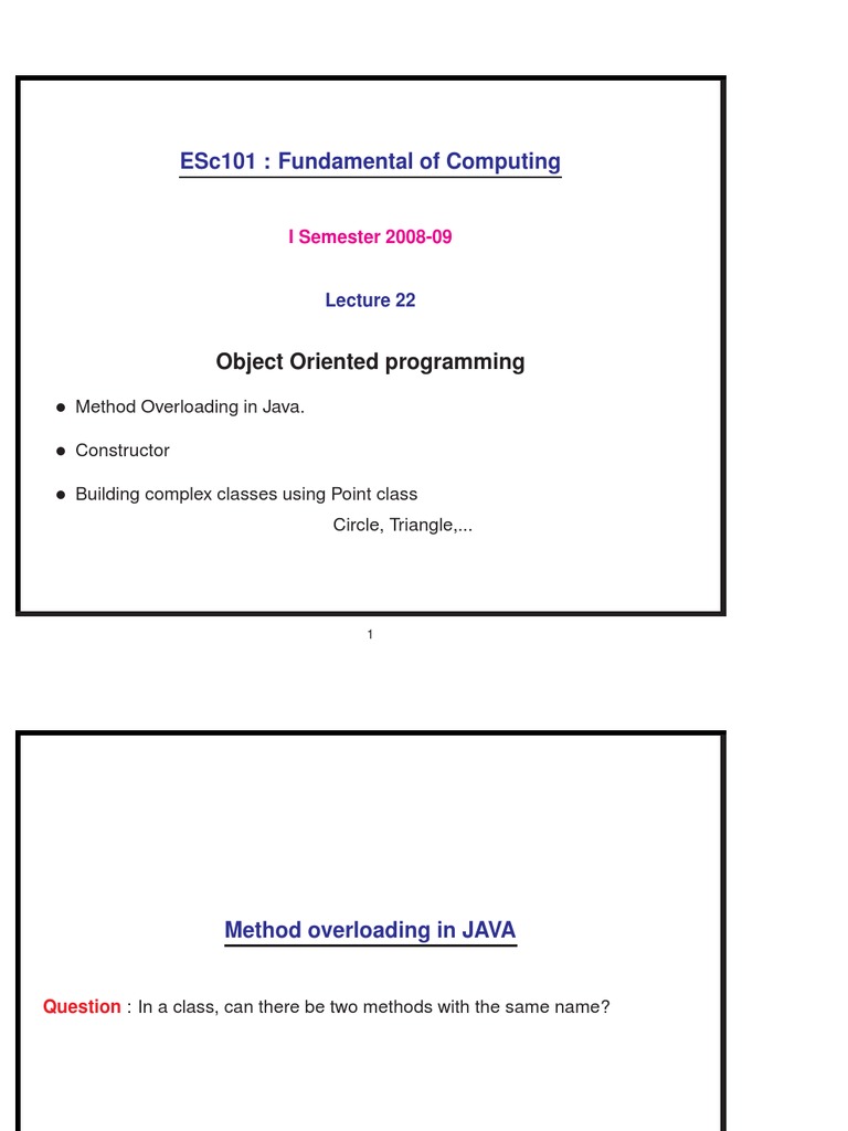 Esc101: Fundamental of Computing: Object Oriented Programming | PDF | Method (Computer ...
