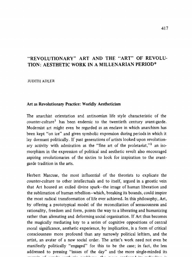 Judith Adler - Revolutionary Art | PDF | Social Alienation | Aesthetics