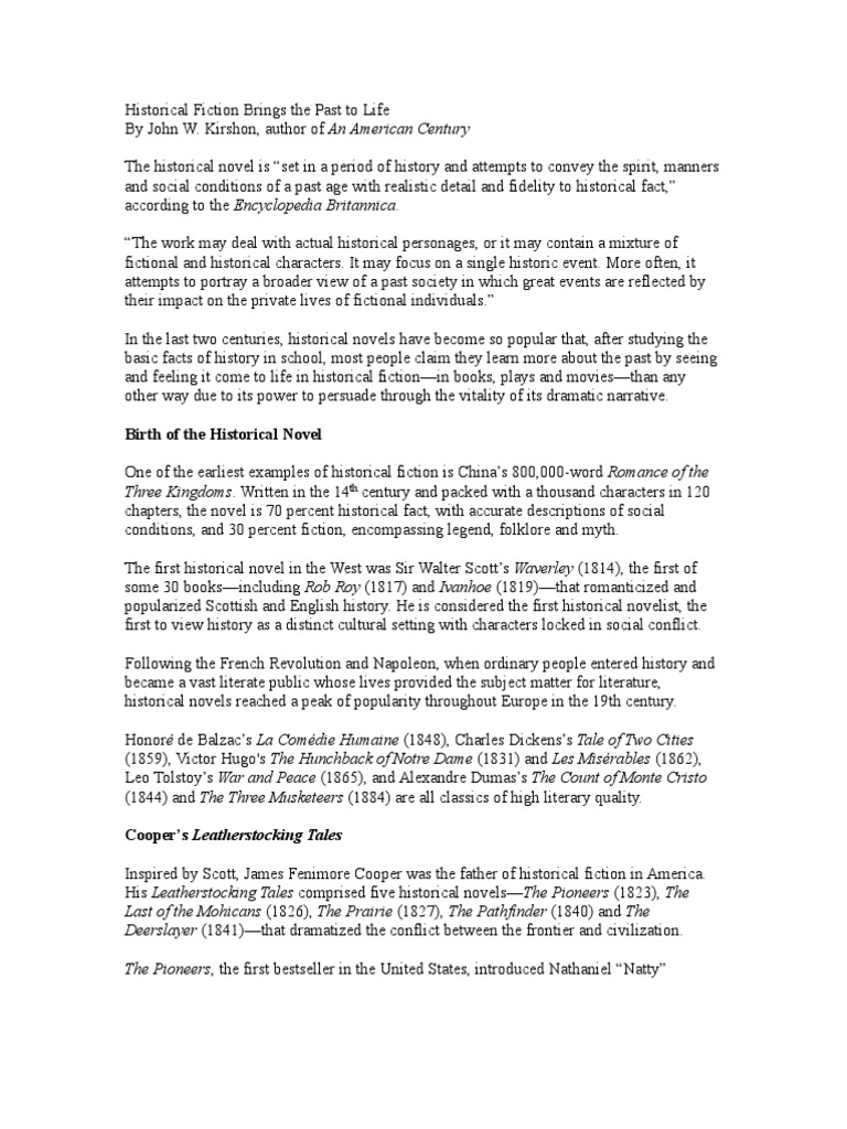 Understanding Historical Novels | PDF | Historical Fiction | Honoré De ...