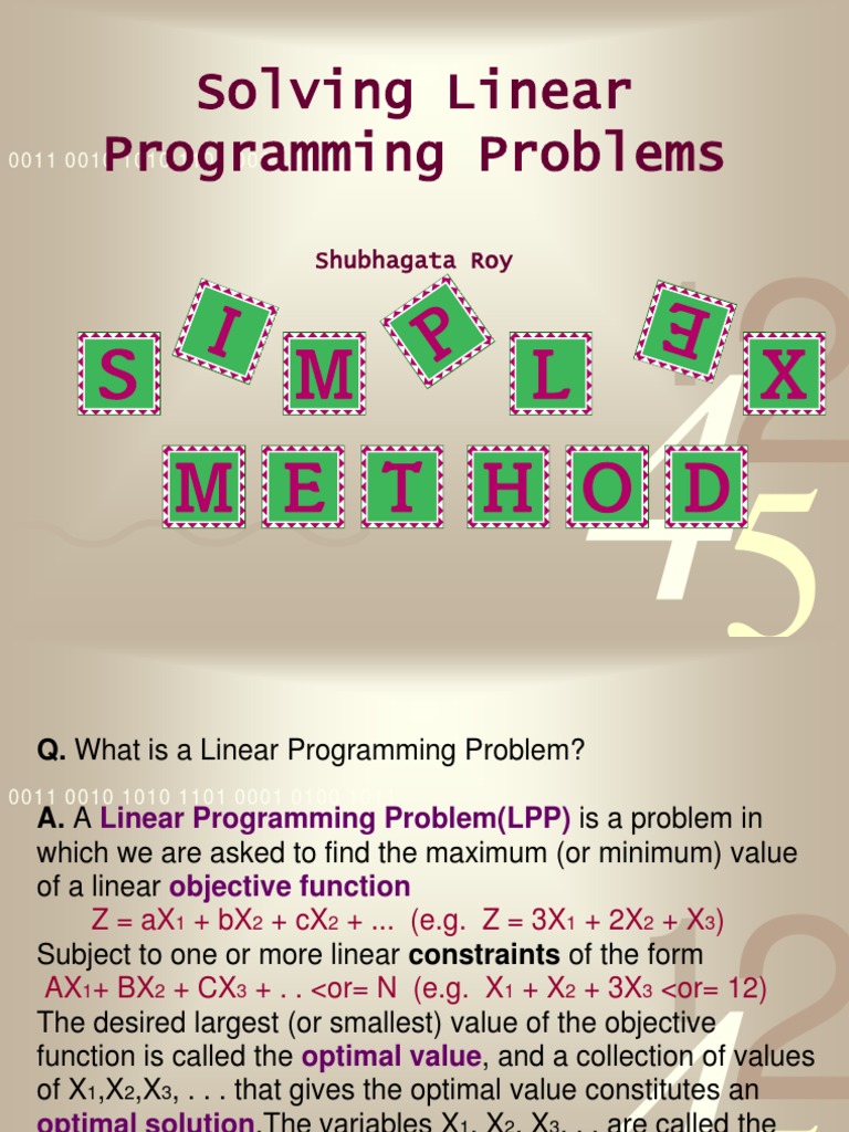 Simplex Algorithm | PDF | Linear Programming | Mathematics Of Computing