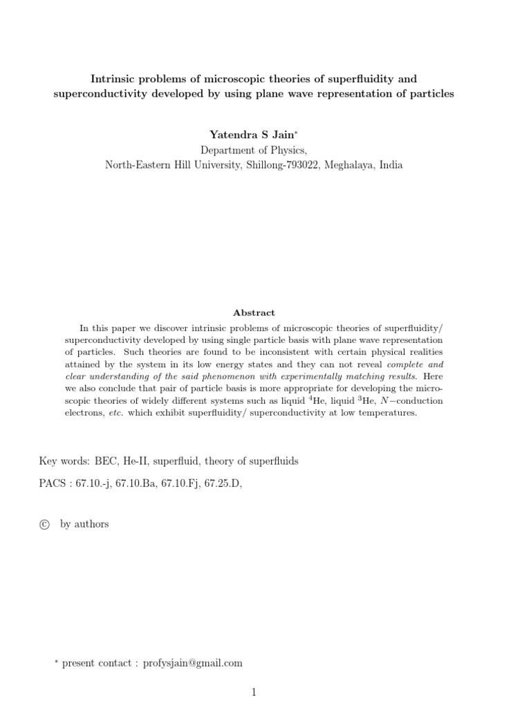 Intrinsic Problems Superfluid Theories | PDF | Superconductivity | Electron