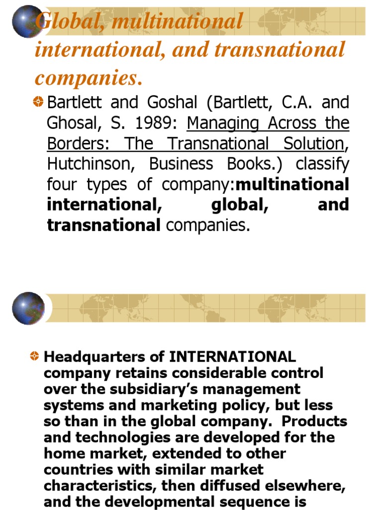 Types of Global and Transnational Companies | PDF | Multinational ...