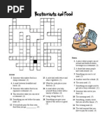 Restaurant Crossword Puzzle Clues | PDF | Meal | Food And Drink Preparation