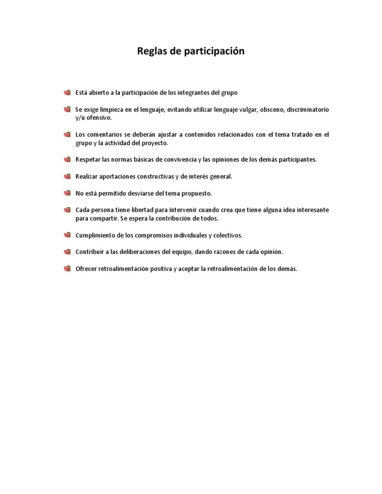 Reglas de Participación | PDF