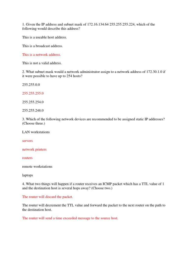 Chapter 6 Test | PDF | Ip Address | Router (Computing)