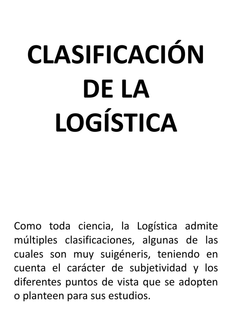 Clasificación de la Logística Empresarial | PDF | Negocios