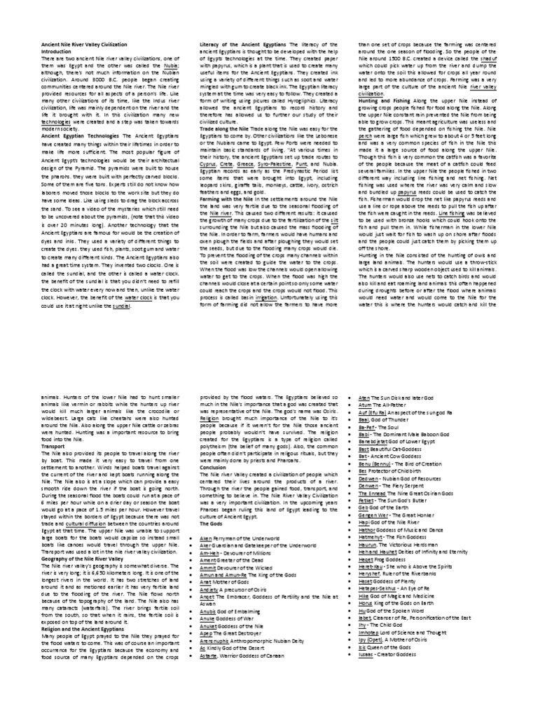Ancient Nile River Civilizations | PDF | Ancient Egypt | Deities