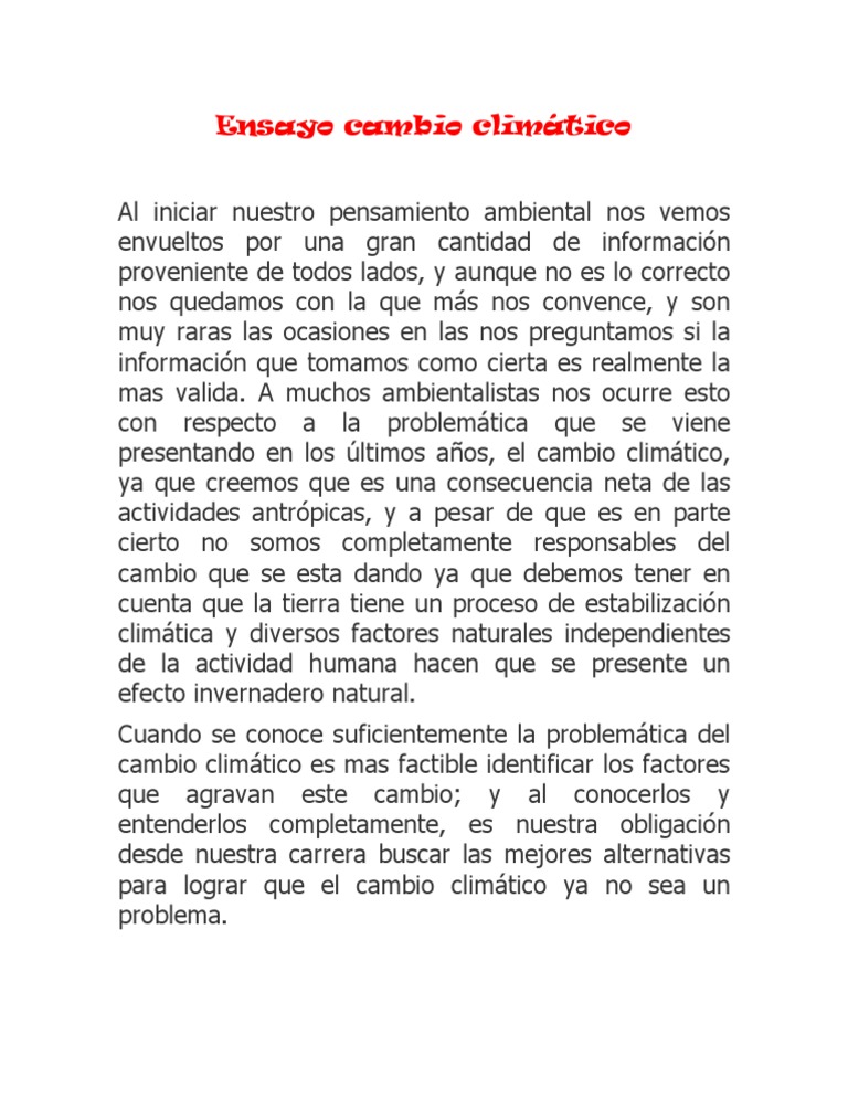 Ensayo cambio climático