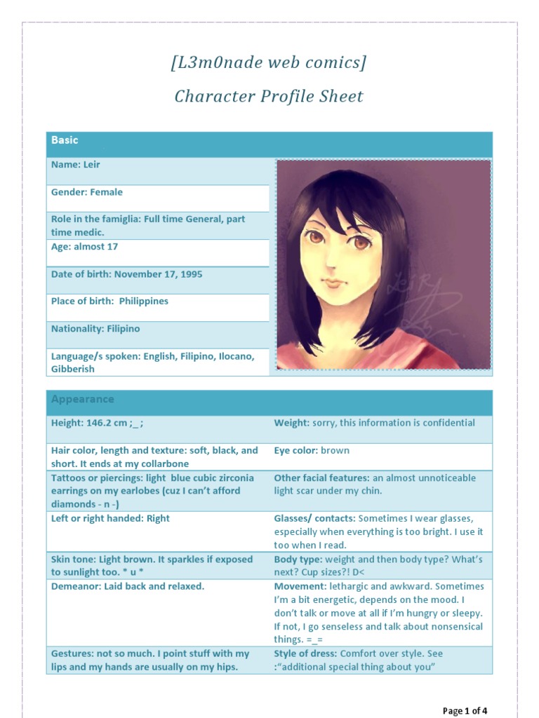 Character Profile Sheet Mach2 | PDF | Human Body | Human Appearance